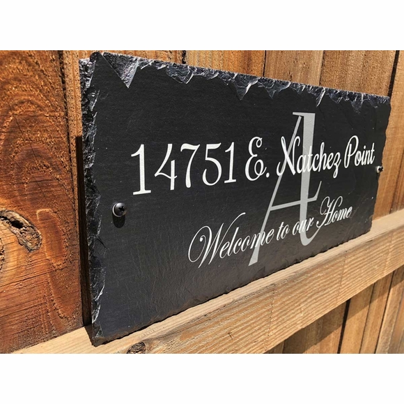 Welcome to Our Home Slate Address Plaque