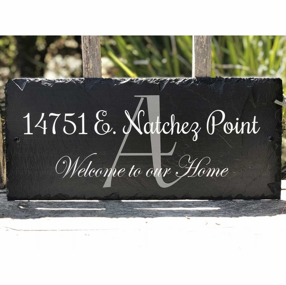 Welcome to Our Home Slate Address Plaque