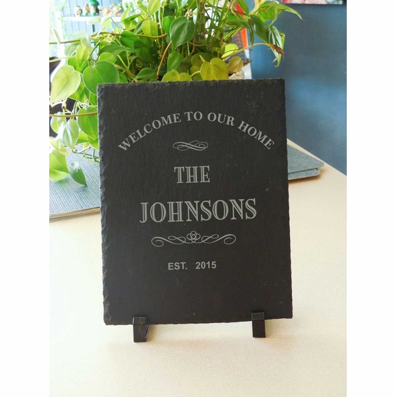 Welcome to Our Home Slate Plaque Personalized with Family Name and Year ...