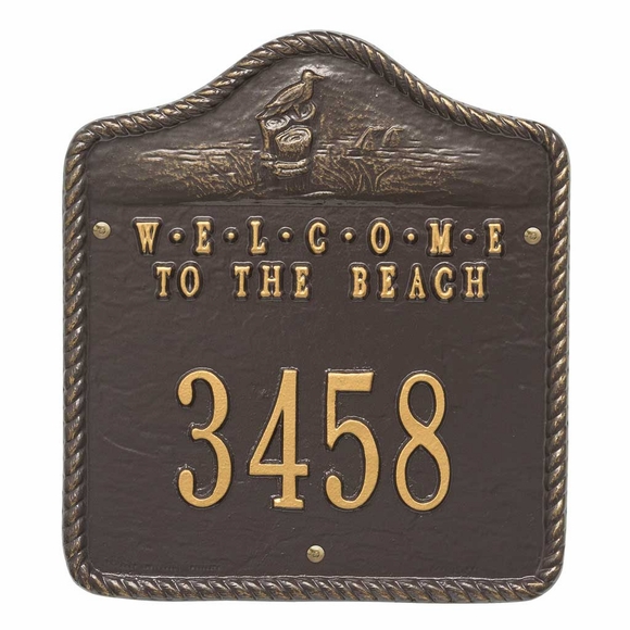 Welcome to the Beach Address Sign With House Number And Street Name