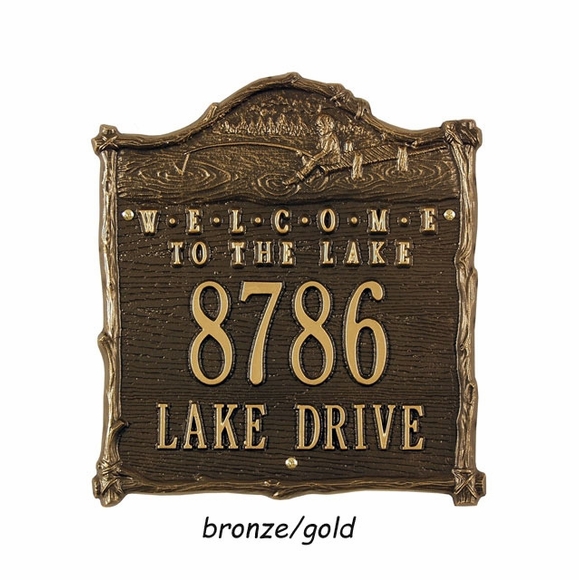 Welcome to the Lake Address Sign - Custom Metal House Number Plaque