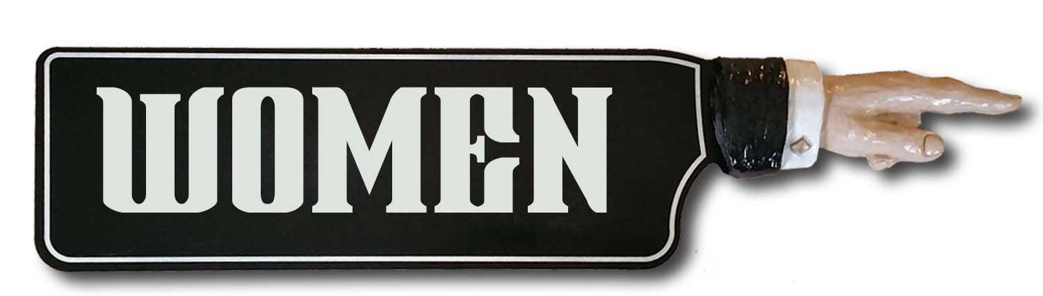 Women's Room Sign with Finger Pointer