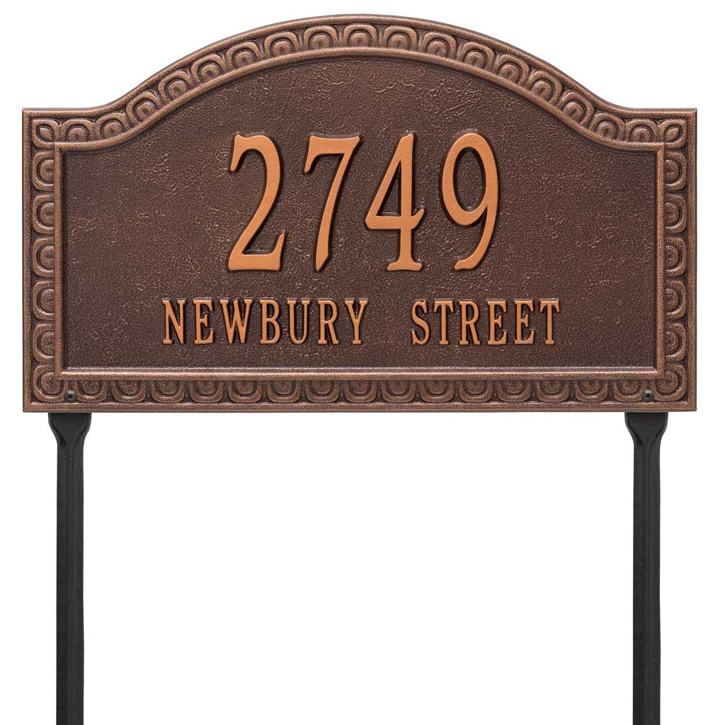 Yard Mount Address Sign - Scalloped Border Address Plaque With Lawn Stakes