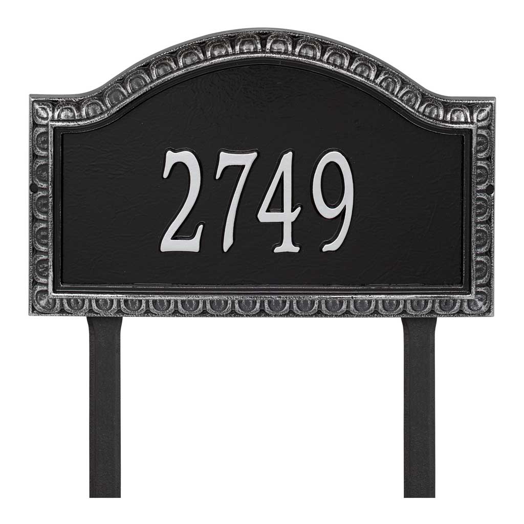 Yard Mount Address Sign - Scalloped Border Address Plaque With Lawn Stakes