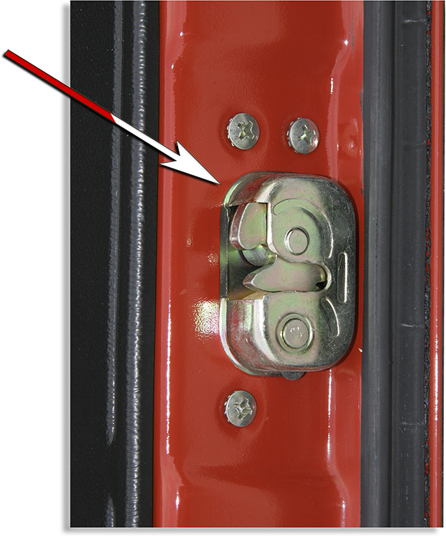Door Latch Regulator - FJ40- 75-84- Right Side- Yellow Zinc- Aft Mrkt