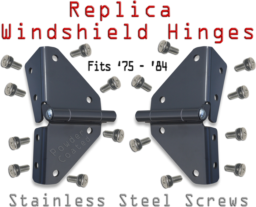 Hinge - Windshield - Pair w/screws - ’75 - '84