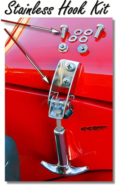 Hood Hook - Stainless Side Hook Kit w/SST Hrdwr.