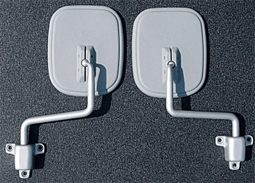 Mirror Door - FJ40 77-84- Pair- Arms w/Gray Heads - Curved - Aft Mrkt
