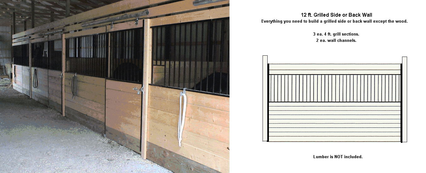 12 ft. Horse Stall Grilled Side or Back Wall