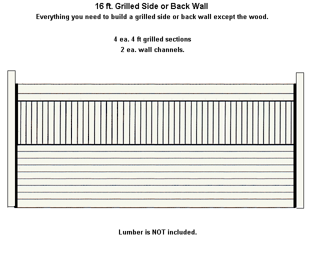 Grilled Horse Stall Side or Back Wall Package Galvanized 16ft