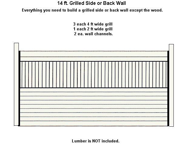 Horse Stall Side or Back Wall Package Grilled Galvanized 14ft