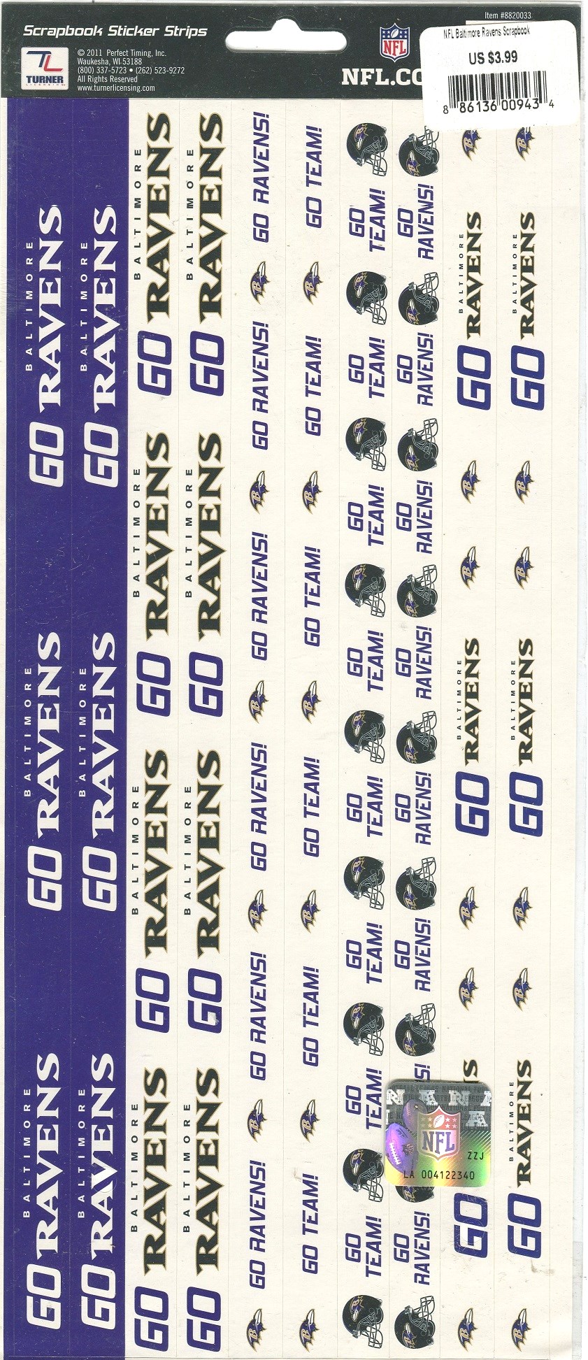 Baltimore Ravens, NFL 12" Border Stickers, football scrapbook (Perfect ...