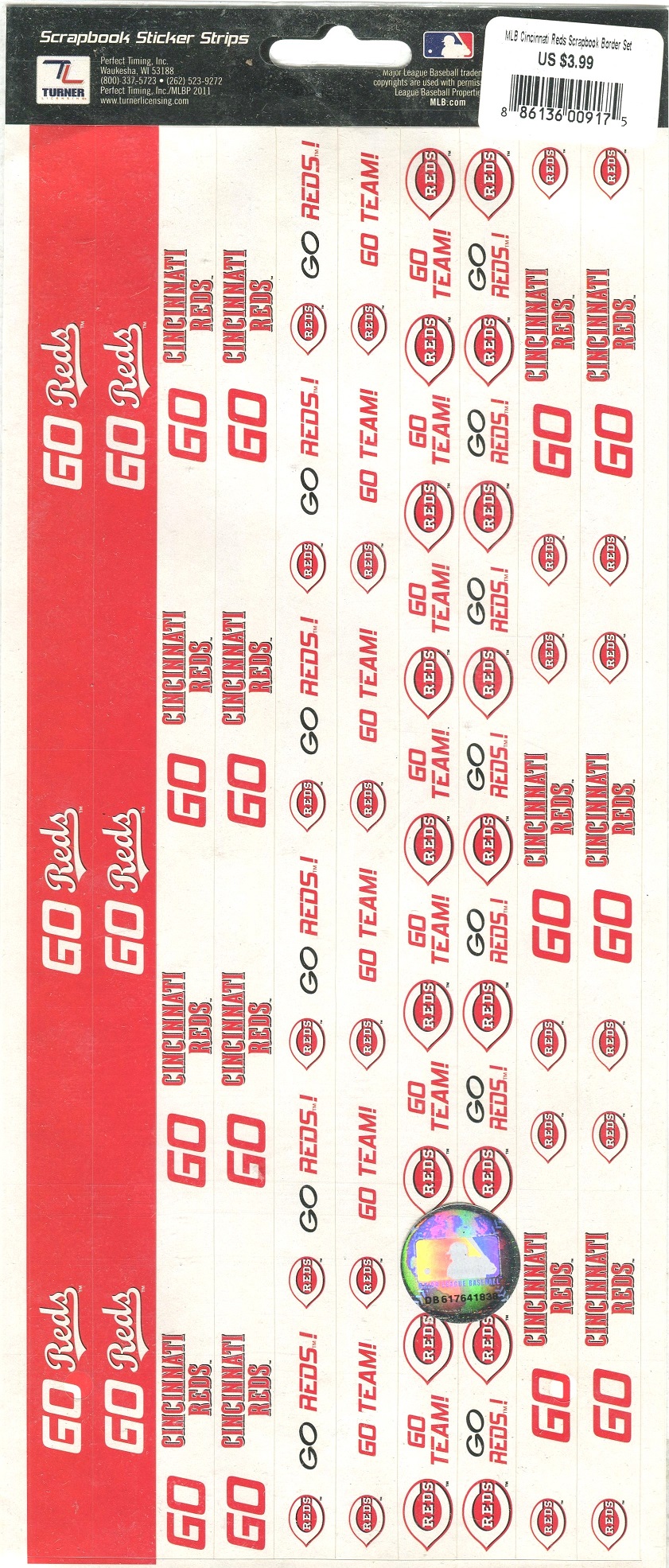 Cincinnati Reds, MLB 12" Border Stickers, baseball scrapbook (Perfect ...