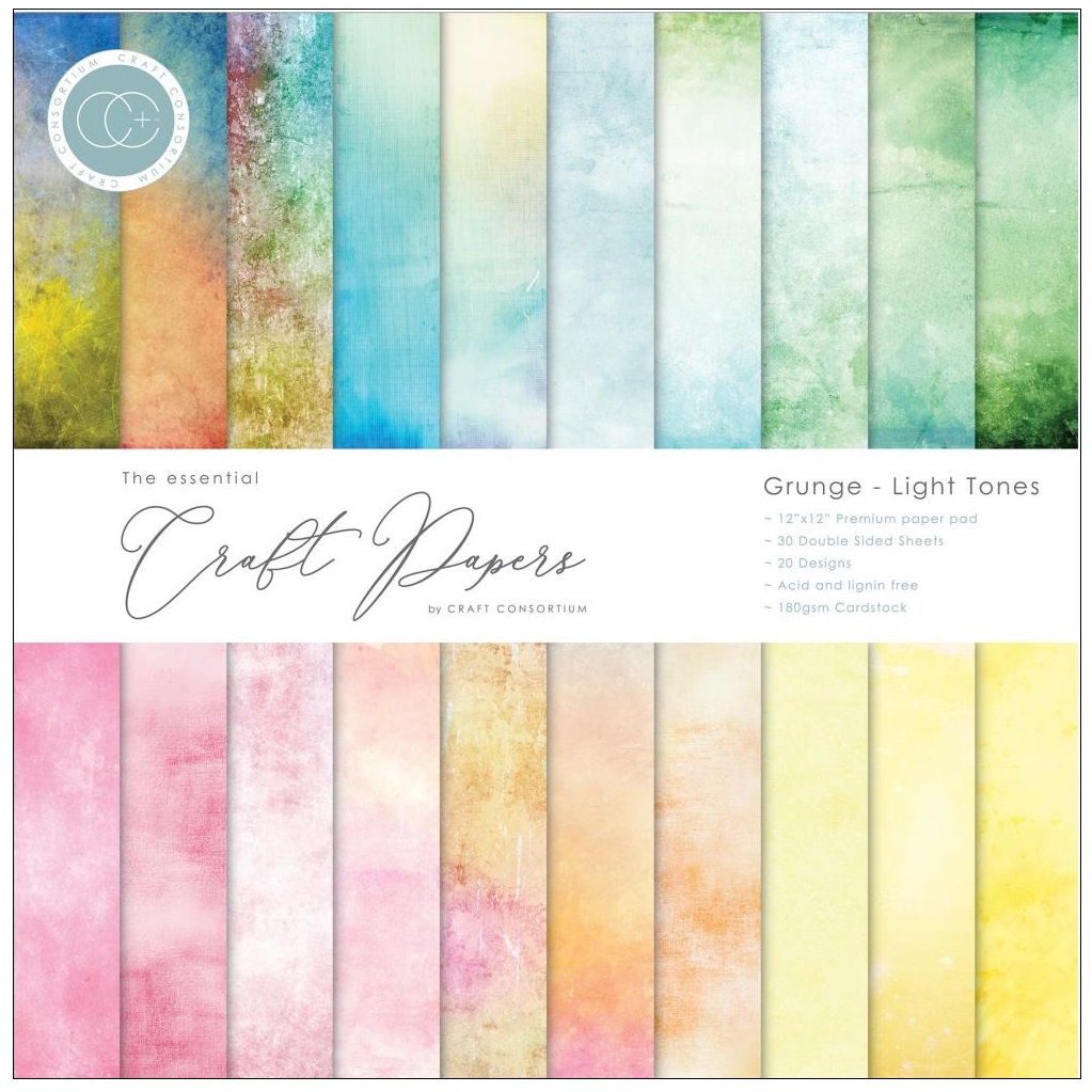 Essential Craft Papers, Grunge - Light Tones, double-sided Paper Pad 12 ...