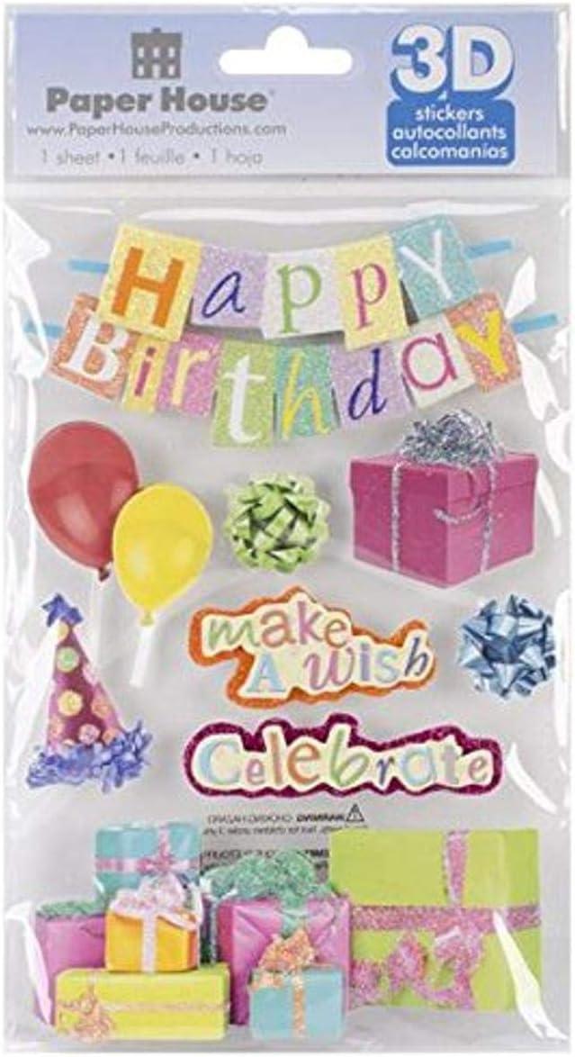 Happy Birthday, 3D scrapbook stickers, 7x4" (Paper House)