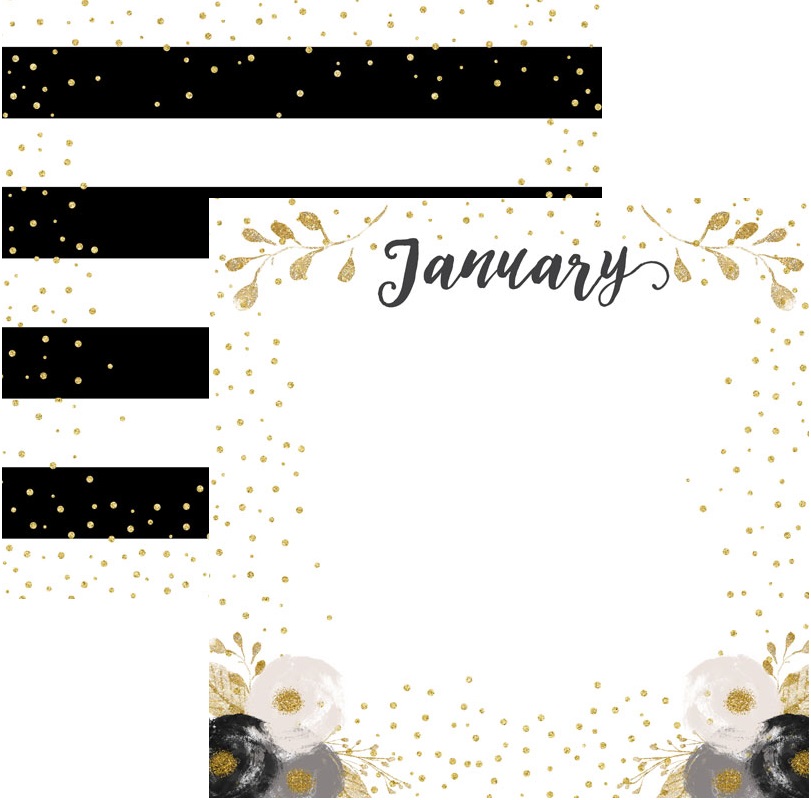 Memories Collection, January, double-sided, month scrapbook paper ...