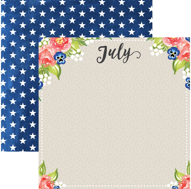 Memories Collection, July, double-sided, month scrapbook paper ...