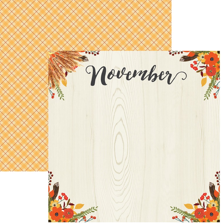 Memories Collection, November, double-sided, month scrapbook paper ...