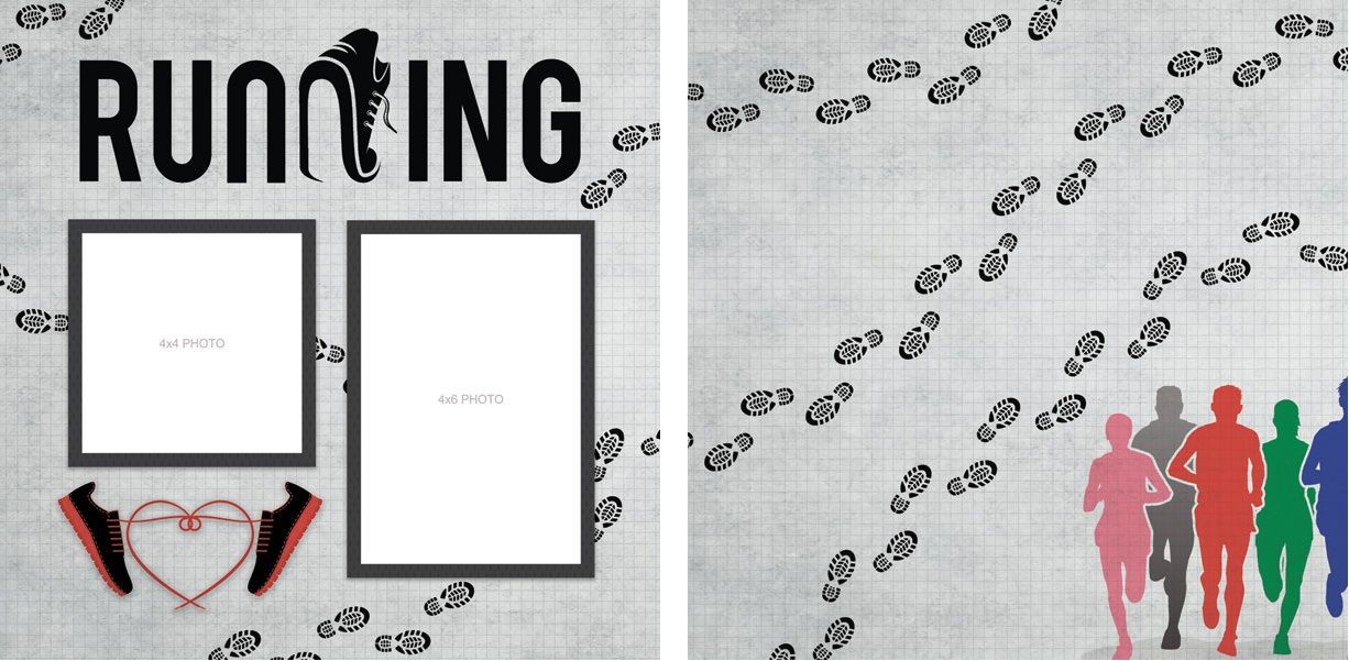 Running, Quick Page, left side, sports double-sided scrapbook paper ...