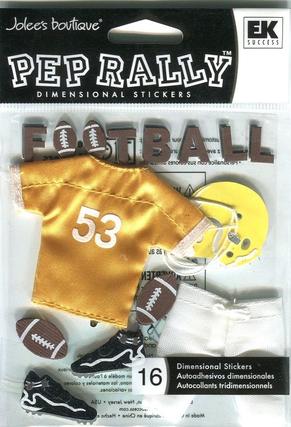 Pep Rally, Football, Gold, 3D scrapbook stickers (EK Success, Jolee's ...