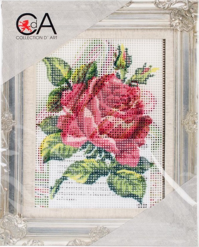 Red Rose, Stamped Needlepoint Kit 5.5"X7" (Collection D'Art)