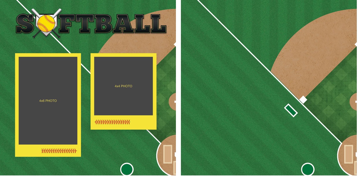 Softball, Quick Page, left side, sports double-sided scrapbook paper ...