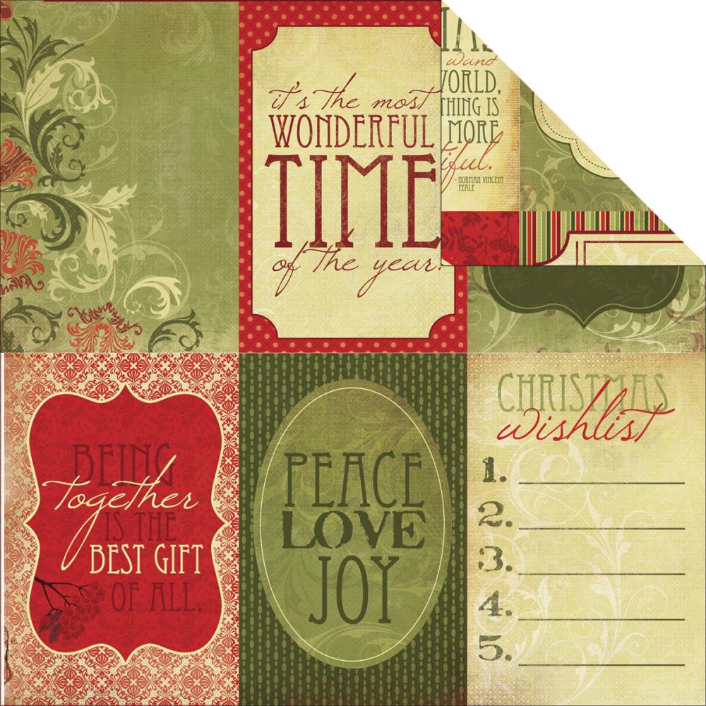 Twig & Berry Collection, Gold, Christmas double-sided scrapbook paper ...