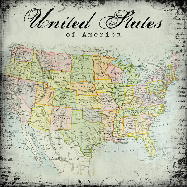 United States Map, Travel, States, scrapbook paper (Stamping Station)