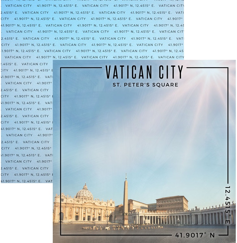 Italy, Vatican City, St. Peter's Square, double-sided Coordinates ...