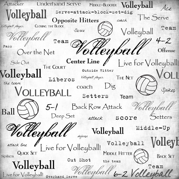 Volleyball, scrapbook paper (Stamping Station)