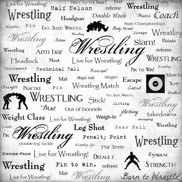 Wrestling, scrapbook paper (Stamping Station)