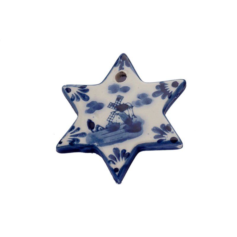 Delft Blue Ornament with Star Shape and Windmill Design - Christmas ...