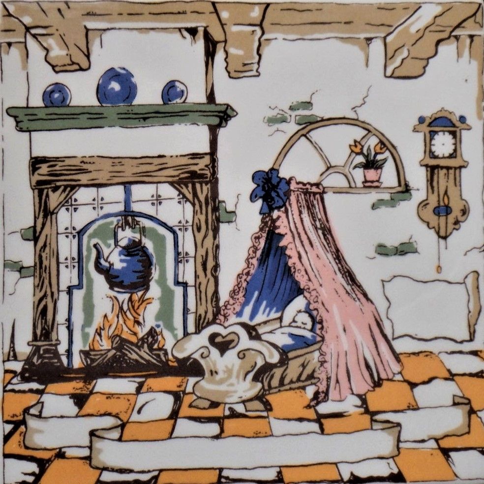 6" Multicolor Delft Birth Tile - Personalized Birth Plates & Birth Tiles