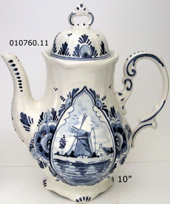 DeWit Delft Handpainted Teapot, 10" - Teapots, Sugar & Creamer Sets ...