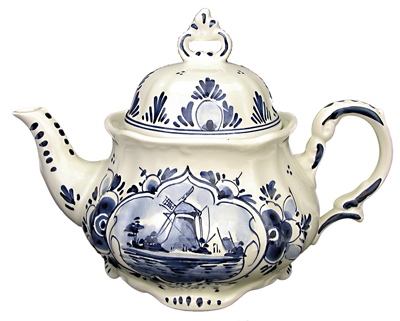 DeWit Delft Teapot, 6.25" - Teapots, Sugar & Creamer Sets, Tea Cups and ...