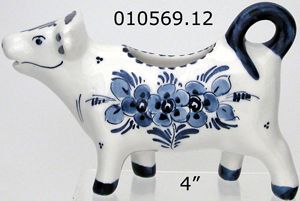 DeWit Handpainted Blue Delft Cow Creamer 4" Tall - Teapots, Sugar ...