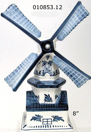 DeWit Handpainted Blue Delft Windmill 8" - Musical and Non-Musical ...