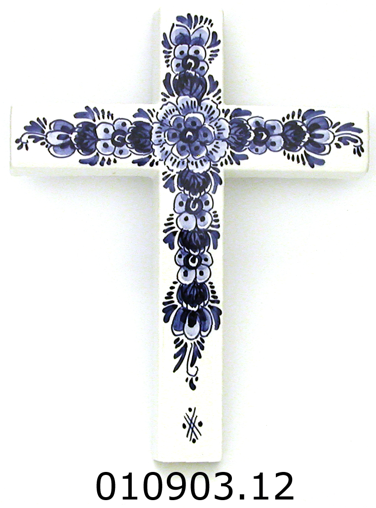 DeWit Handpainted Delft Cross 7.5" - Decorative Items