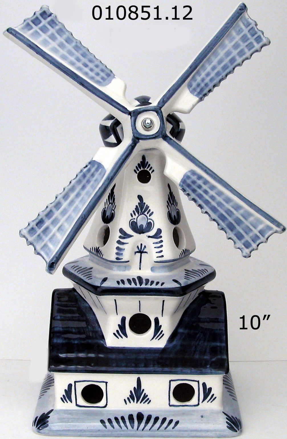 DeWit Handpainted Delft Windmill 10" - Musical and Non-Musical Windmills