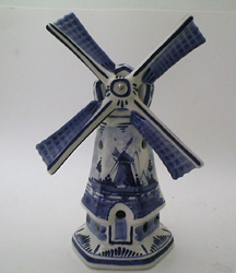 DeWit Handpainted Delft Windmill 11" - Musical and Non-Musical Windmills