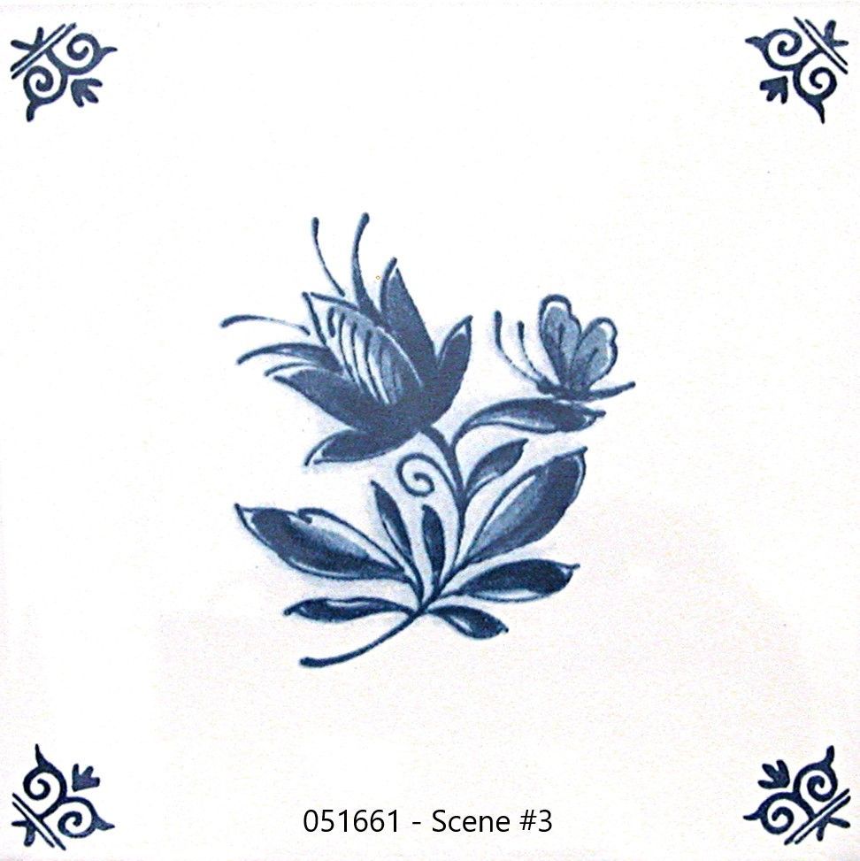 Blueware Blue and White Delft Tile - Flowers Series - Blueware Blue and ...