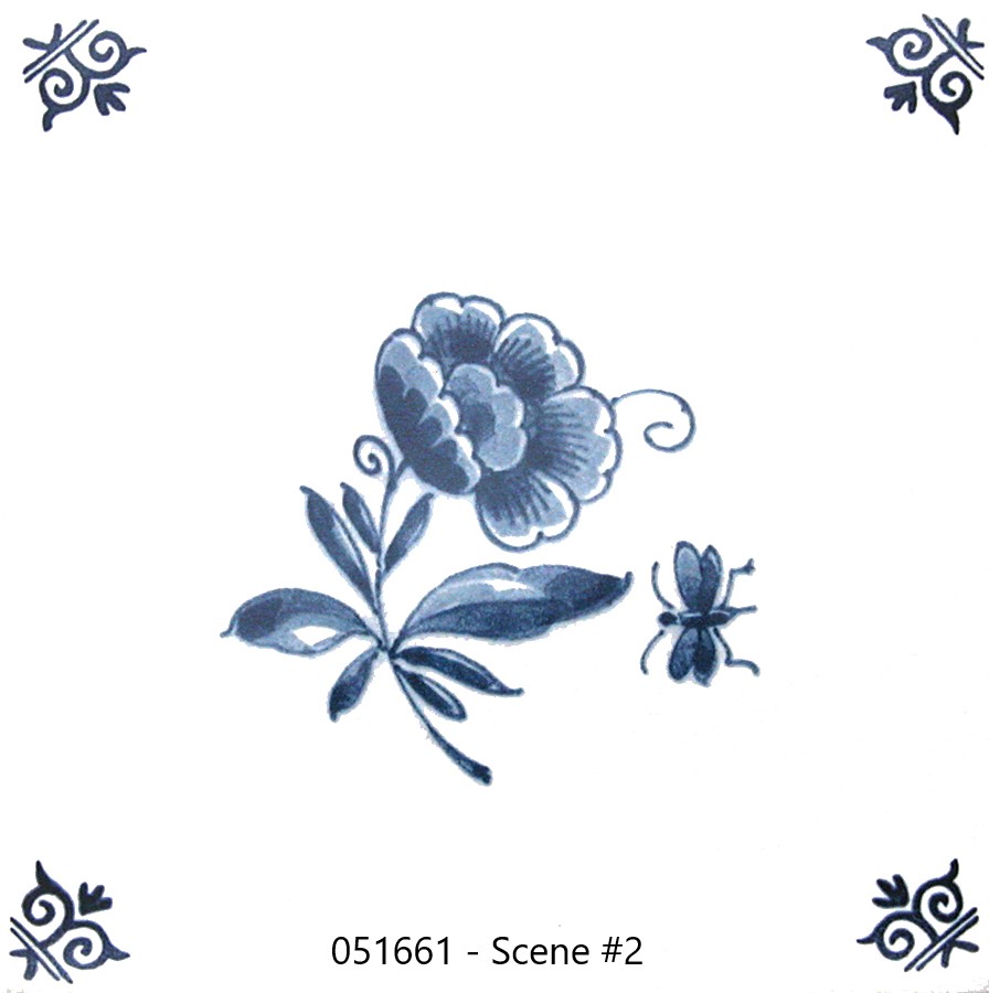 Blueware Blue and White Delft Tile - Flowers Series - Blueware Blue and ...