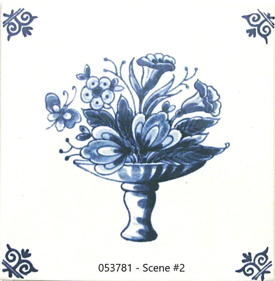 Blueware Blue and White Delft Tile - Flowers in Vase Series - Blueware ...