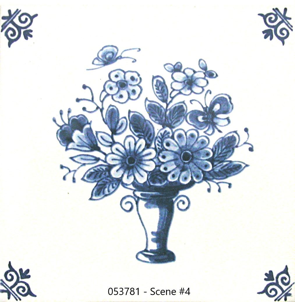 Blueware Blue and White Delft Tile - Flowers in Vase Series - Blueware ...