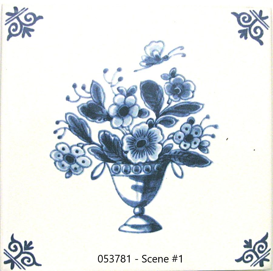 Blueware Blue and White Delft Tile - Flowers in Vase Series - Blueware ...