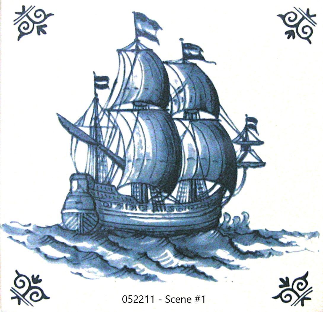 Blueware Blue and White Delft Tile - Sailing Ships Series - Blueware ...