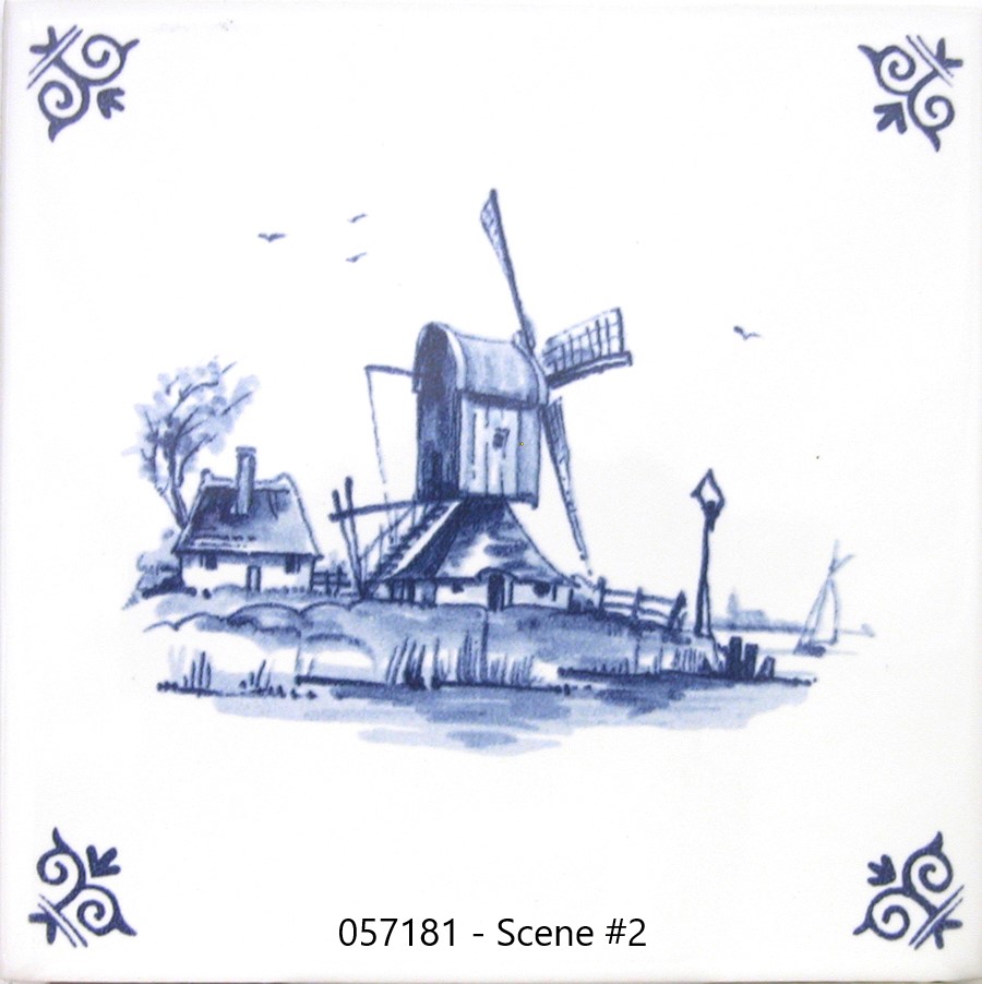 Blueware Delft Blue and White Tile - Windmill Series - Blueware Blue ...