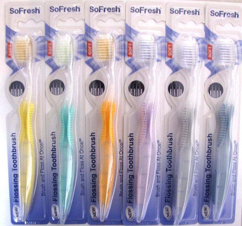 SoFresh flossing toothbrush 6 Pack-Free Shipping, no tax