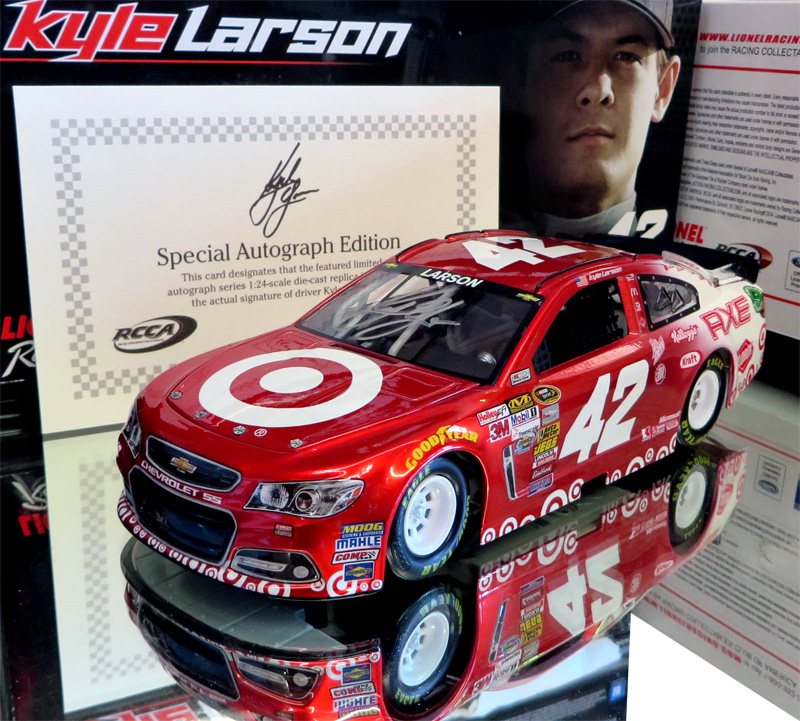 AUTOGRAPHED KYLE LARSON 2014 TARGET LIQUID COLOR 1/24 ACTION