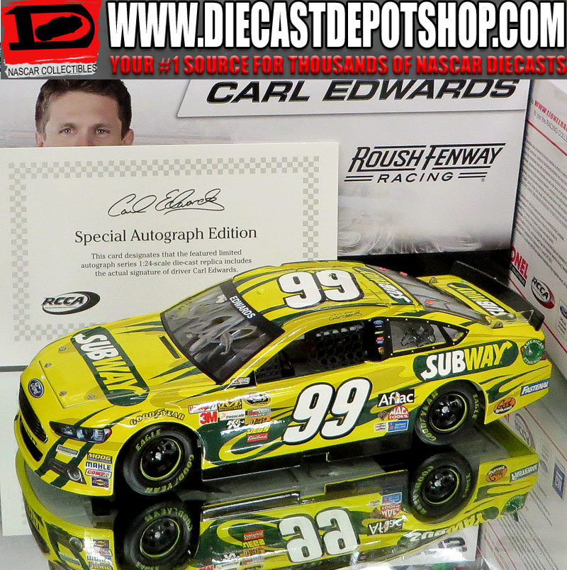 AUTOGRAPHED CARL EDWARDS 2013 SUBWAY 1/24 ACTION